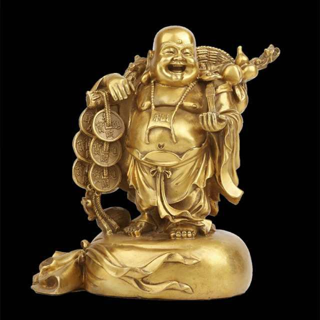 布袋様 置物 金運 祈願 風水グッズ 布袋 さん 置物 七福神 グッズ ハッピーブッダ 玄関 縁起 縁起物 金運祈願 開運祈願 通販 風水 2024 銅製 招財布袋