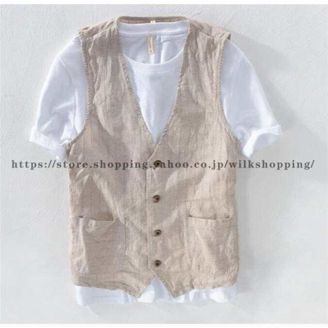 ベスト メンズ ジレベスト 綿麻 夏 チェック柄 紳士 ホスト カジュアル 個性的 サマージャケット 薄手 大きいサイズ ノースリーブ 父の日 2025