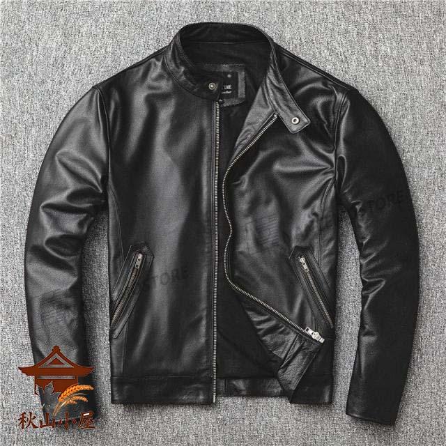 新発売 革ジャン レザージャケット メンズ 本革 バイク ライダース 牛革 羊革 シングル ショート スリムタイプ 細身 ブランド レザーコート