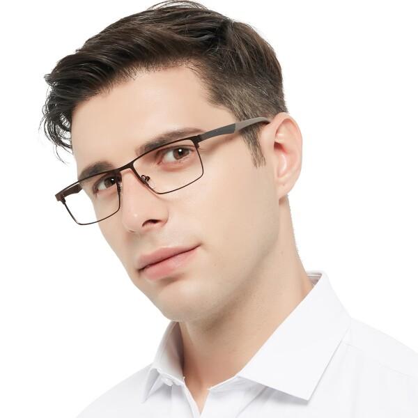 (OCCI CHIARI) ブルーライトカット メガネ メンズ 度なし uv400 クラシック 軽量 ファッション 男性用 PC眼鏡 疲れにくい 定番 伊達めがね ウェリントン バネ丁番(カラー：ブラック/ブラウン
