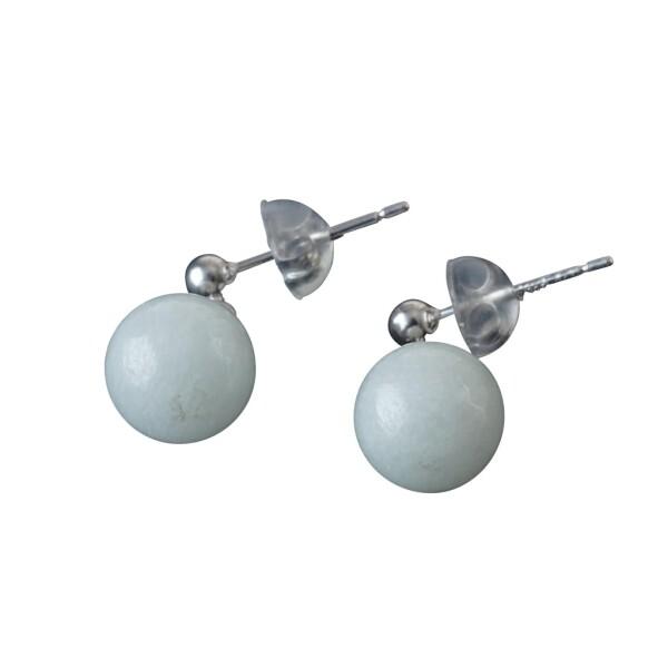 糸魚川天然翡翠 8mm玉 ゆれるシルバーピアス 日本国石 縄文のパワーストーン APS0127