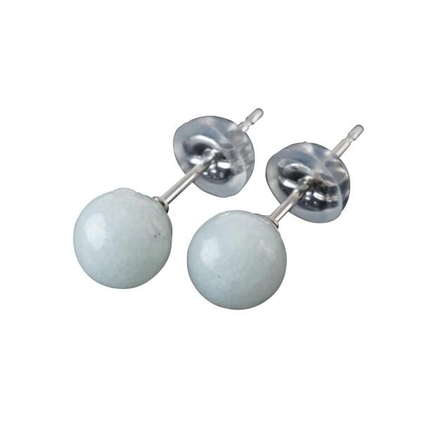 糸魚川天然翡翠 6mm玉 シルバーピアス 日本国石 縄文のパワーストーン APS0138