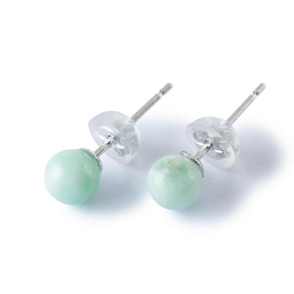 糸魚川天然翡翠 5mm玉 シルバーピアス 日本国石 縄文のパワーストーン APS0133