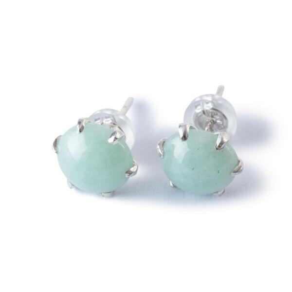 糸魚川天然翡翠 8mm シルバーピアス 日本国石 縄文のパワーストーン APS0153