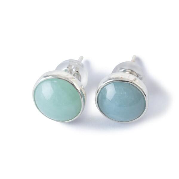 糸魚川天然翡翠 8mm ２色シルバーピアス 日本国石 縄文のパワーストーン APS0151