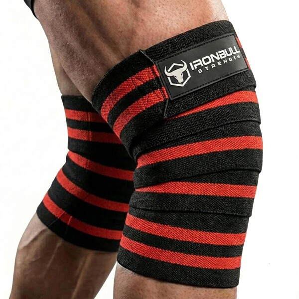 Iron Bull Strengthニーラップ(1組) - 80インチ 伸縮性のある膝と肘のサポート&着圧 - ウェイトリフティング、パワーリフティング、フィットネス、WOD、ジムワークアウトに - スクワット用膝ス