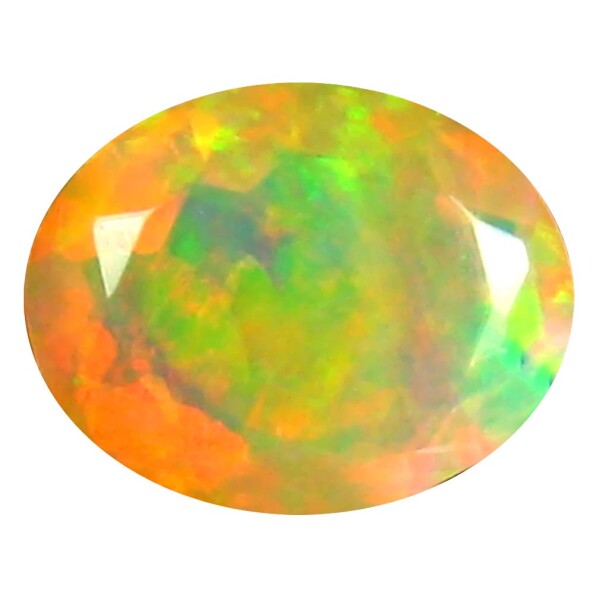 レインボーオパール ルースストーン 1.43 ct AAA+ Grade Faceted Oval Cut (9 x 7 mm) Un-Heated Ethiopian Rainbow Opal Genuine Loose Gemstone