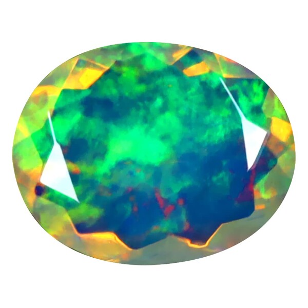 レインボーオパール ルースストーン 1.96 ct OVAL (12 x 9 mm) FLASHING 360 DEGREE MULTICOLOR RAINBOW ETHIOPIAN OPAL LOOSE GEMSTONE