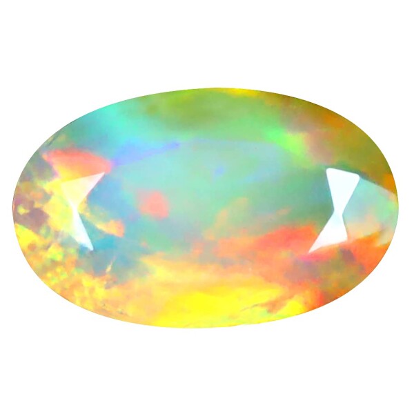 レインボーオパール ルースストーン 2.56 ct OVAL (13 x 8 mm) FLASHING 360 DEGREE MULTICOLOR RAINBOW ETHIOPIAN OPAL LOOSE GEMSTONE