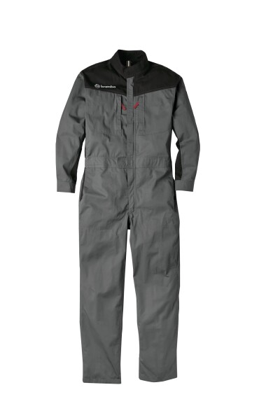 Brembo メカニックスーツ グレー/ダークグレー サイズ BLL 長袖 つなぎ 作業着 ブレンボ 丸鬼商店 ROUND ONI BR-5400