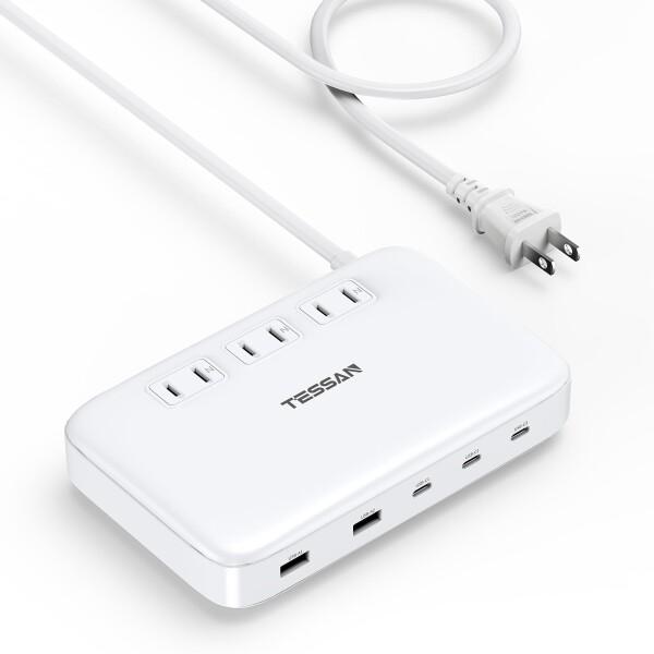 USB 急速充電器 130W usb コンセント 充電ステーション 携帯充電器 テーブルタップ タイプc 3個AC口 3個Type-Cポート 2個type-Aポート PD QC適応 白色