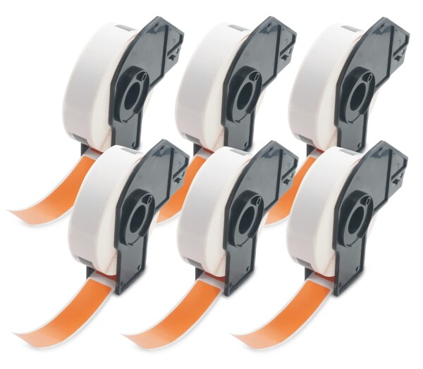 BETCKEY 感熱紙 DK-1203 ブラザー ラベル プリンター ロール 互換 ラベルシール BROTHER 17x87mm 300枚 QL-550 QL-650TD QL-700 QL-800 QL-820NWBなどに対応 6個 オレンジ