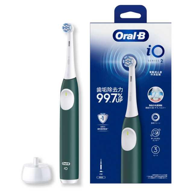 P＆G BRAUN ブラウン Oral-B オーラルB 電動歯ブラシ ioシリーズ io2 iOS21C90FG ブラシ 1本＋ブラシヘッド 1本 グリーン