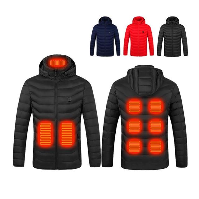 電熱ジャケット 長袖 8エリア発熱 電熱ウェア バイク 速暖 ヒーター内蔵 防寒着 USB加熱服給電式 3段温度調整 秋冬 通勤通学 男女兼用 水洗い可能 防風保温 厚手