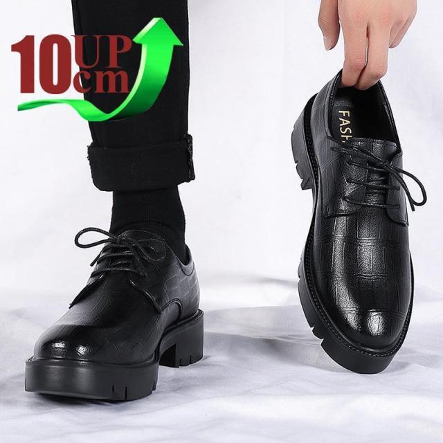 シークレットシューズ 本革 身長アップ 10cm up背が高く見える 革靴 靴 紳士靴 メンズ ストレートチップ カジュアル スーツ レザー フォーマル