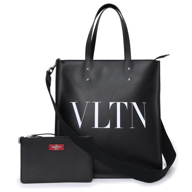 （新品・未使用品）ヴァレンティノ ガラヴァーニ Valentino Garavani VLTN 2way ショルダー トートバッグ 斜め掛け カーフスキン レザー ブラック 黒 シルバー金具 1Y2B0731WJW ポーチ付