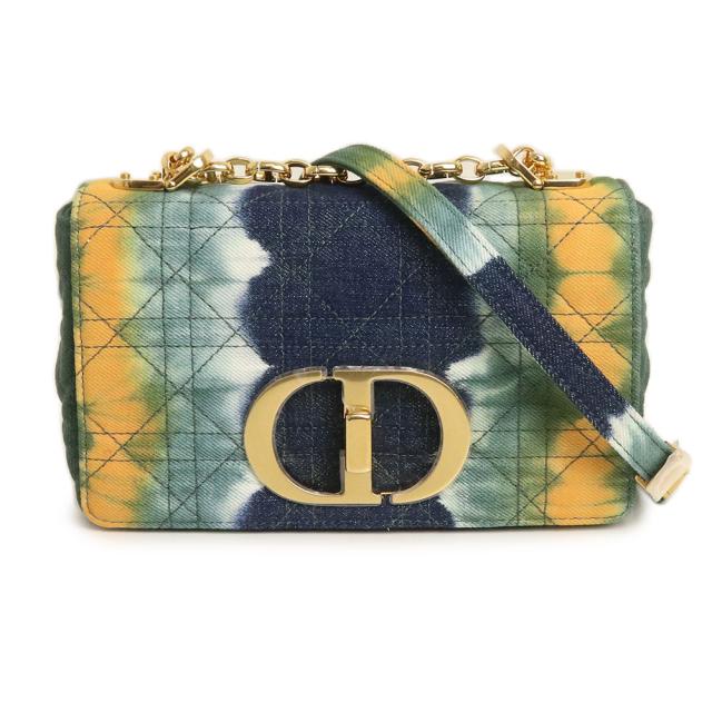 （新品・未使用品）ディオール Dior ミディアム ディオール カロ カナージュ タイダイ チェーン ショルダーバッグ 斜め掛け デニム ブルー 青 ゴールド金具