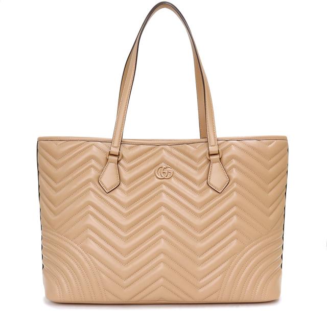 （新品・未使用品）グッチ GUCCI GGマーモント ラージ シェブロン トートバッグ キルティングレザー ベージュ ベージュ金具 739684