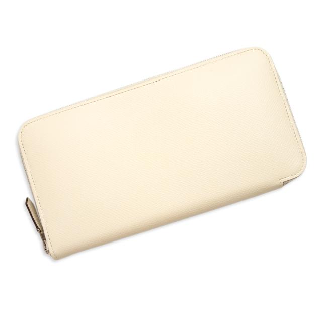 （新品・未使用品）エルメス HERMES アザップ ロング クラシック ラウンドファスナー ジップ 長財布 ヴォーエプソン オールレザー ナタ オフホワイト Z刻印 シルバー金具 箱付
