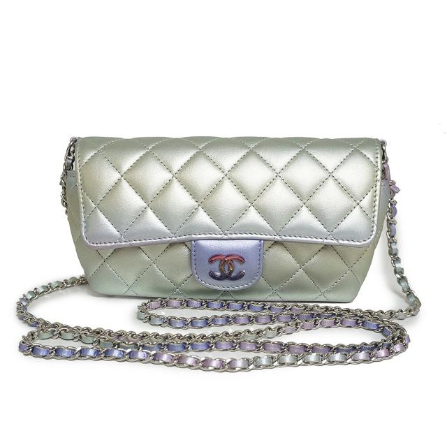 （新品・未使用品）シャネル CHANEL タイムレスクラシック ライン マトラッセ チェーン ショルダーバッグ 斜め掛け アイウェア メガネケース カーフスキン レザー シルバーグラデーション マルチカラー シルバー金具 AP2044