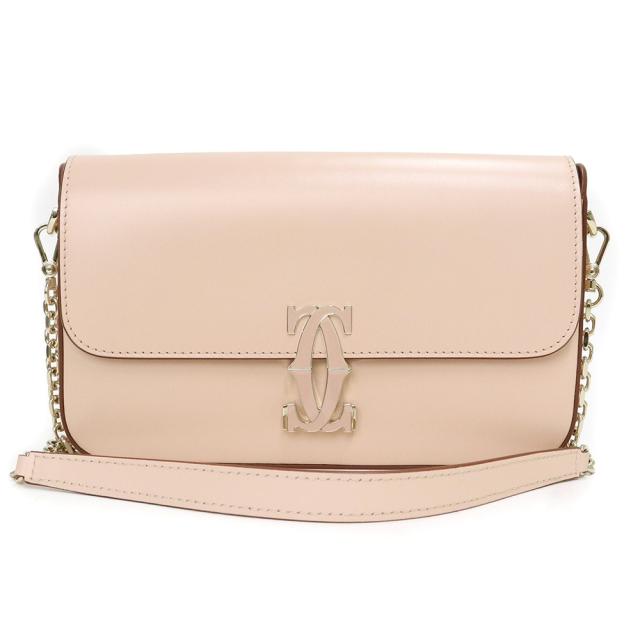 （未使用　展示品）カルティエ Cartier C ドゥ カルティエ チェーン ミニ ショルダーバッグ 斜め掛け カーフスキン レザー ピンク ゴールド金具 L1002371