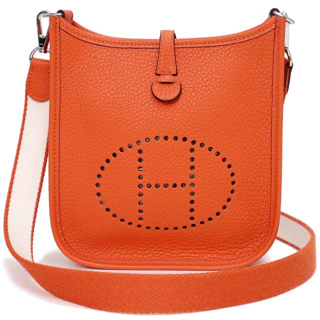 （新品・未使用品）エルメス HERMES エヴリン エブリン TPM アマゾン 16 ショルダーバッグ 斜め掛け トリヨンクレマンス レザー Feu フーオレンジ  ブラン シルバー金具 T刻印