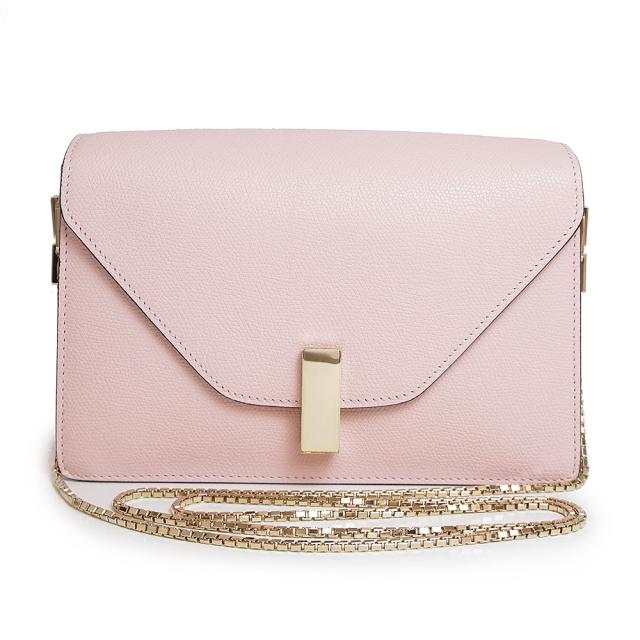（未使用　展示品）ヴァレクストラ Valextra イジィデ クロスボディ 2way クラッチ チェーン ショルダーバッグ 斜め掛け カーフスキン レザー ピンク ゴールド金具 V5E71L