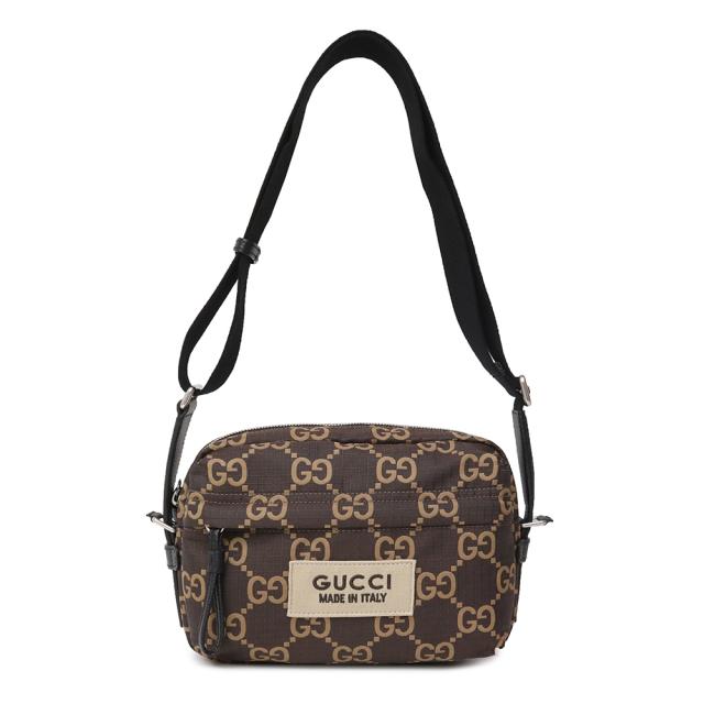 （新品・未使用品）グッチ GUCCI GGポリエステル ミディアム クロスボディ ショルダーバッグ 斜め掛け エボニー ベージュ 茶 ブラウン アンティークシルバー金具 767931