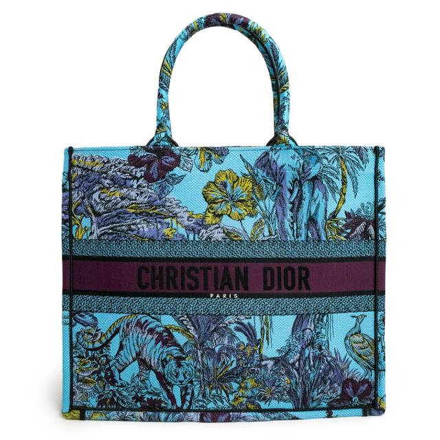 （新品・未使用品）クリスチャンディオール Christian Dior ブックトート ラージ トワル ドゥ ジュイ ヴォヤージュ エンブロイダリー 刺繍 ハンドバッグ コットンキャンバス セレスティアルブルー 青 M1286ZEUP