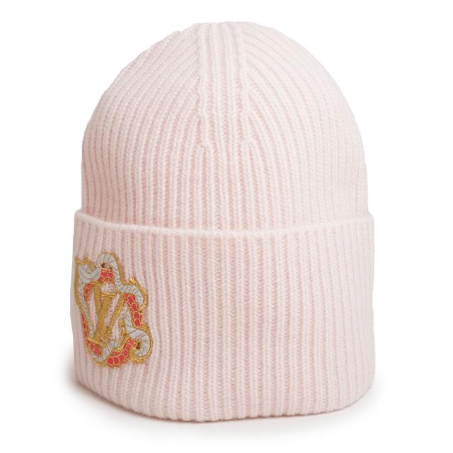 （新品・未使用品）ルイ ヴィトン LOUIS VUITTON ビーニー LV ヘッドライン プレシャス ドラゴン ニットキャップ ニット帽 帽子 Sサイズ ウール100％ ローズ ピンク M79549 箱付