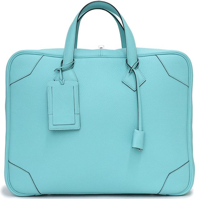 （未使用　展示品）エルメス HERMES ヴィクトリア2 ヴァリーズ 40 ブリーフケース ビジネス ハンドバッグ トリヨンクレマンス レザー Blue atoll ブルーアトール 青 シルバー金具 X刻印