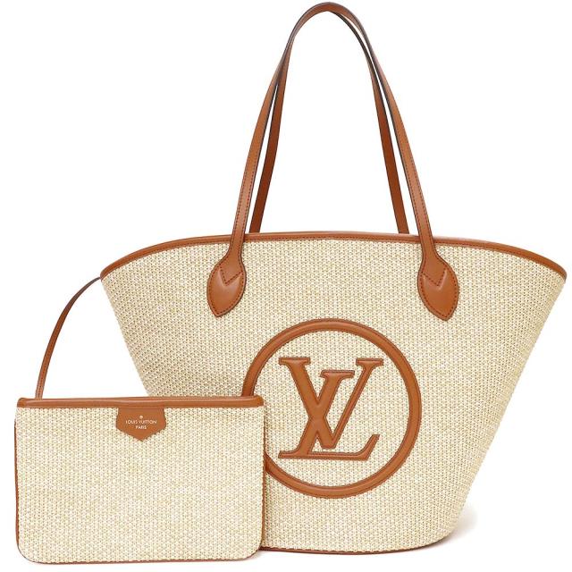 （新品・未使用品）ルイ ヴィトン LOUIS VUITTON サンジャック トート ハンドバッグ かご レザー ニットラフィア ブラウン ベージュ 茶 ゴールド金具 M59963 ポーチ付き