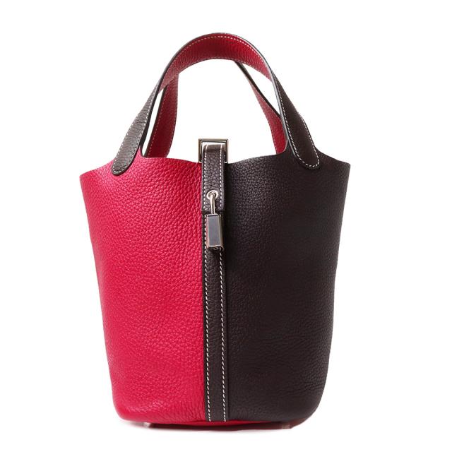 （新品・未使用品）エルメス HERMES ピコタンロック カザック 18 PM ハンドバッグ トリヨンクレマンス レザー ルージュセリエ フランボワーズ ブラウン ピンク 茶 シルバー金具 Z刻印 箱付