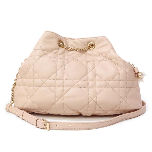 （新品・未使用品）クリスチャンディオール Christian Dior Ammi アミ ミディアム チェーン ショルダーバッグ 斜め掛け カナージュ ラムスキン レザー サンドピンク ベージュ ゴールド金具 M22566FBE