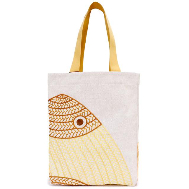 （新品・未使用品）エルメス HERMES POISSON NATTE ポワソン ナッテ ビーチバッグ トート トワルアッシュ コットン 刺? キャンバス ベージュ イエロー ブラウン 黄 茶 箱付