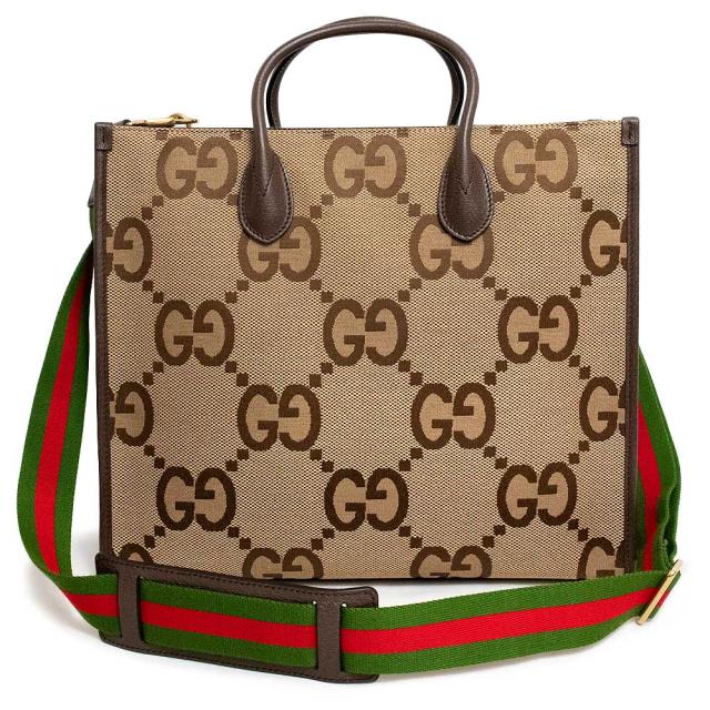 （新品・未使用品）グッチ GUCCI ジャンボ GG 2way ショルダー トート ハンドバッグ 斜め掛け GGキャンバス レザー ブラウン 茶 アンティークゴールド金具 678839
