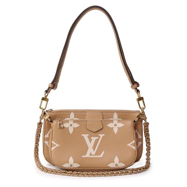 （未使用　展示品）ルイ ヴィトン LOUIS VUITTON ミュルティ ポシェット アクセソワール 3WAY チェーン ショルダーバッグ 斜め掛け モノグラムアンプラント レザー アリゾナ ベージュ ゴールド金具 M45983