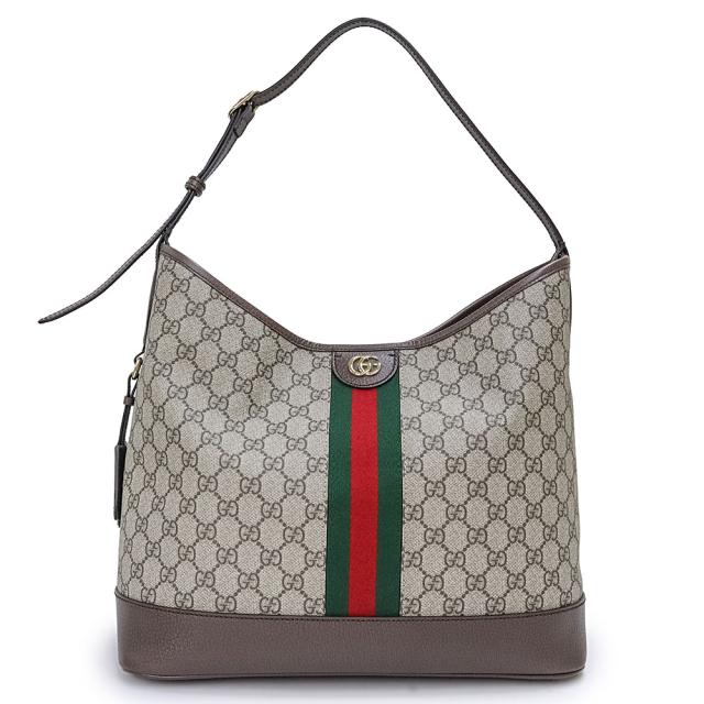（未使用保管品）グッチ GUCCI オフィディア ミディアム ショルダー トートバッグ GGスプリームキャンバス レザー ベージュ エボニー ブラウン 茶 ウェブ ストライプ ゴールド金具 781392