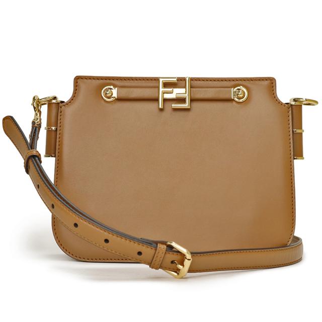 （新品・未使用品）フェンディ FENDI タッチ ショルダーバッグ 斜め掛け カーフスキン レザー ベージュ 茶 ゴールド金具 8BT349