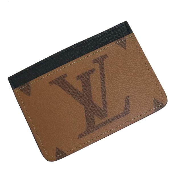 （未使用　展示品）ルイ ヴィトン LOUIS VUITTON ポルト カルト LV サイドアップ 名刺入れ 定期入れ パスケース カードケース モノグラムリバース ブラウン 茶 M81462