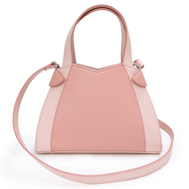 （新品・未使用品）モラビト MORABITO ステラ ミニ 2way ショルダー ハンドバッグ 斜め掛け カーフスキン スムースカーフレザー ブラッシュローズ ピンク シルバー金具 F1430SWAW