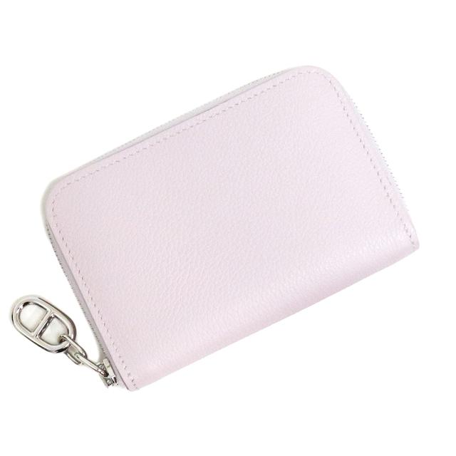 （未使用　展示品）エルメス HERMES ジップアンゴー コンパクト シェーヌダンクル ケース 小銭入れ 財布 エバーグレイン レザー モーヴペール ピンク シルバー金具 B刻印 箱付