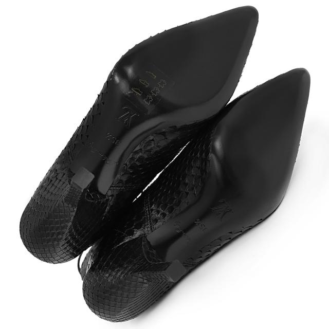 （未使用保管品）ルイ ヴィトン LOUIS VUITTON LVジャネット ライン アンクル ショート ブーツ 靴 #35.5 22.5cm パイソン エキゾチックレザー ブラック 黒 シルバー金具 1A57HE