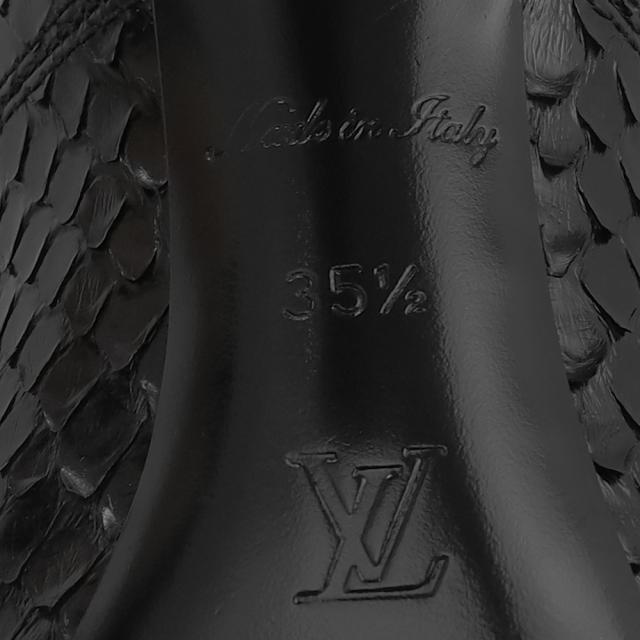 （未使用保管品）ルイ ヴィトン LOUIS VUITTON LVジャネット ライン アンクル ショート ブーツ 靴 #35.5 22.5cm パイソン エキゾチックレザー ブラック 黒 シルバー金具 1A57HE