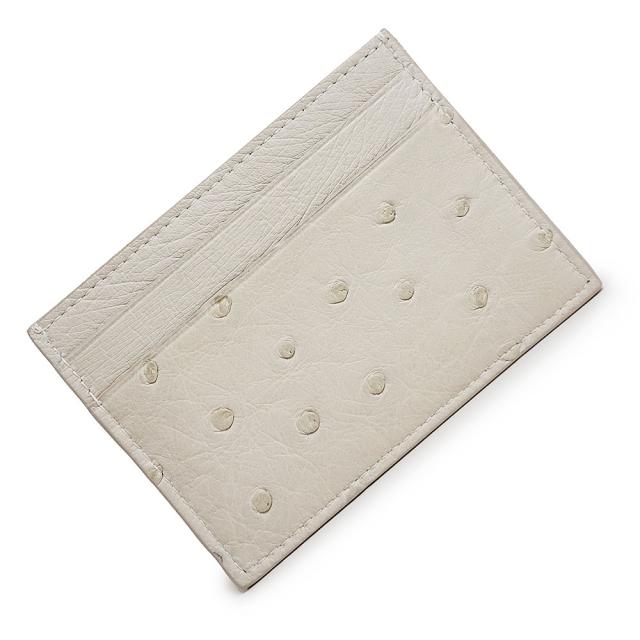 （新品・未使用品）ボッテガヴェネタ BOTTEGA VENETA カードケース 定期入れ パスケース オーストリッチ エキゾチックレザー プラスター オフホワイト 白 551811