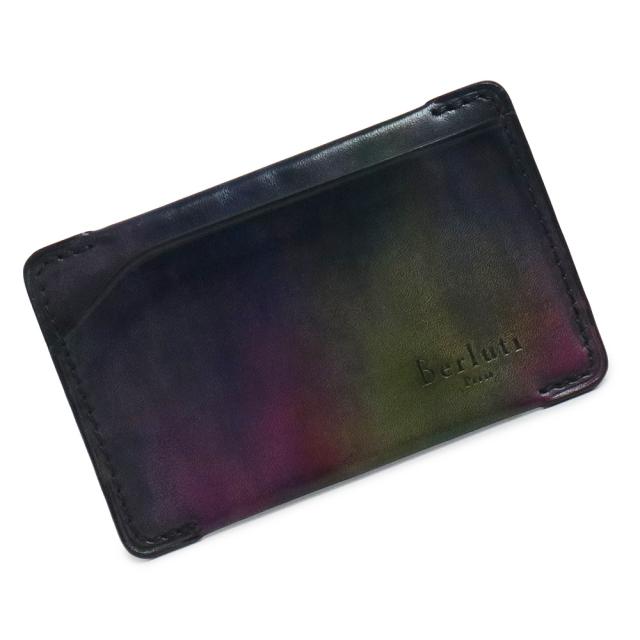 （美品）ベルルッティ Berluti カードケース ヴェネチアカーフレザー マルチカラー パープル 紫 箱付