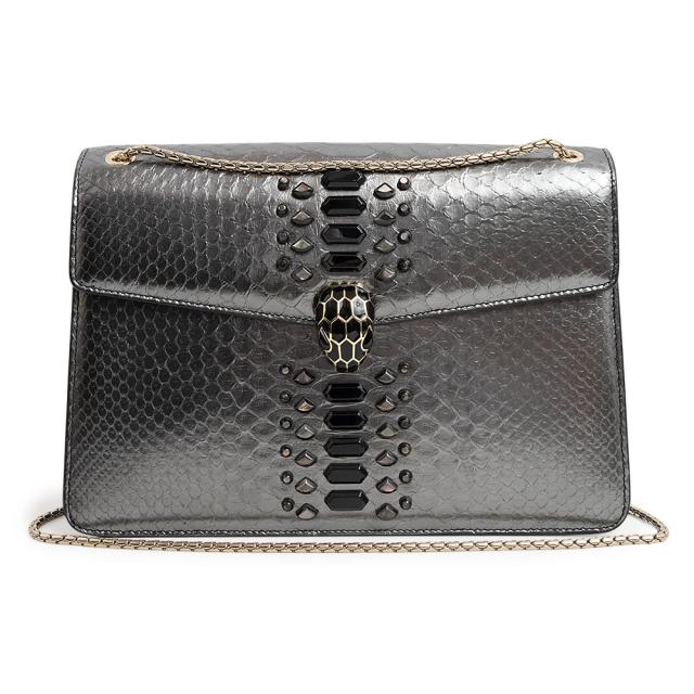 （未使用　展示品）ブルガリ BVLGARI セルペンティ フォーエバー リミテッドエディション チェーン ショルダーバッグ 2Way 斜め掛け パイソン エキゾチックレザー シルバー 銀 ゴールド金具 288991 ミラー付