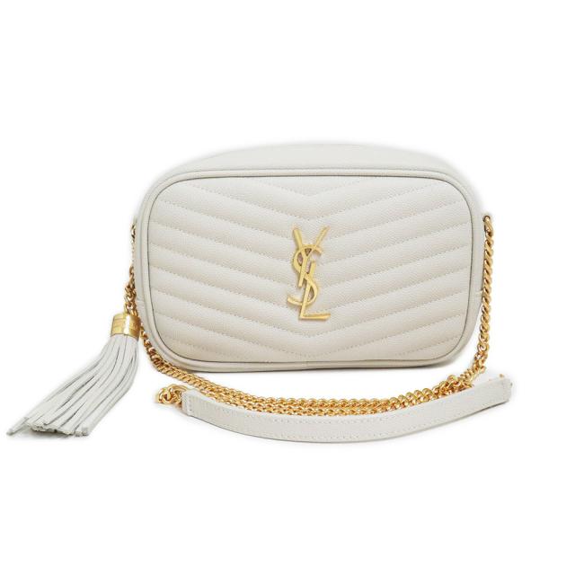 （未使用　展示品）サンローラン SAINT LAURENT ルー LOU キルティング チェーン ショルダーバッグ 斜め掛け カーフスキン レザー オフホワイト 白 ゴールド金具 6125791 箱付