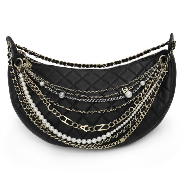 （未使用保管品）シャネル CHANEL ココマーク マトラッセ オール アバウト チェーン ホーボー 2way トートバッグ ラムスキン レザー ブラック 黒 マットゴールド シルバー金具 AS0774