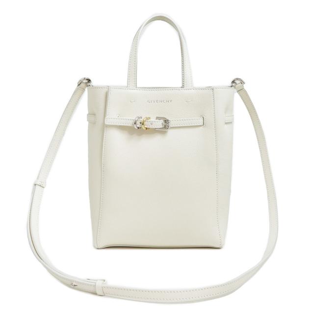 （新品・未使用品）ジバンシィ GIVENCHY ヴォワイユー ミニ トート ショルダー ハンドバッグ 2way 斜め掛け カーフスキン レザー アイボリー 白 シルバー ゴールド金具 BB50ZTB231